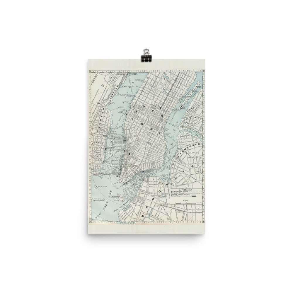 Old New York City Map 1889 Vintage NYC City & Street Atlas - Etsy