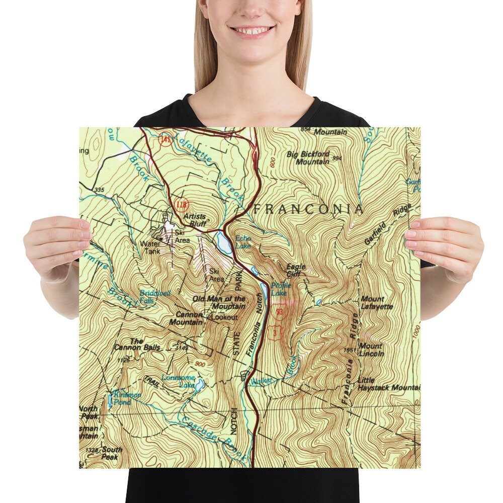 Franconia Notch NH Map 1988 White Mountains of New Hampshire | Etsy