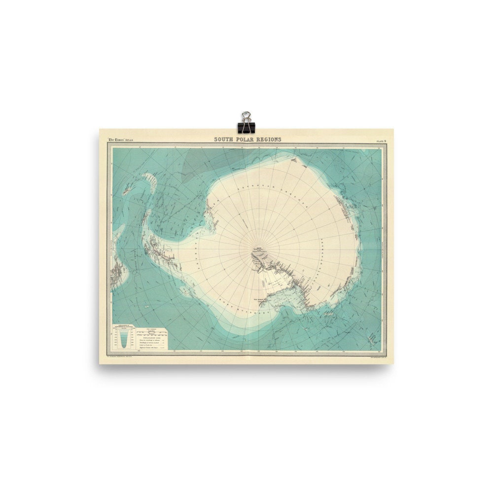 Old Antarctica Map 1922 Vintage South Pole Atlas Poster - Etsy