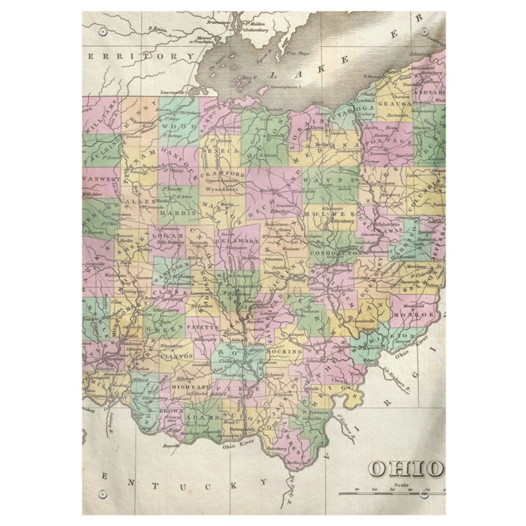 Vintage Ohio Map Tapestry (1827) State Atlas - Etsy