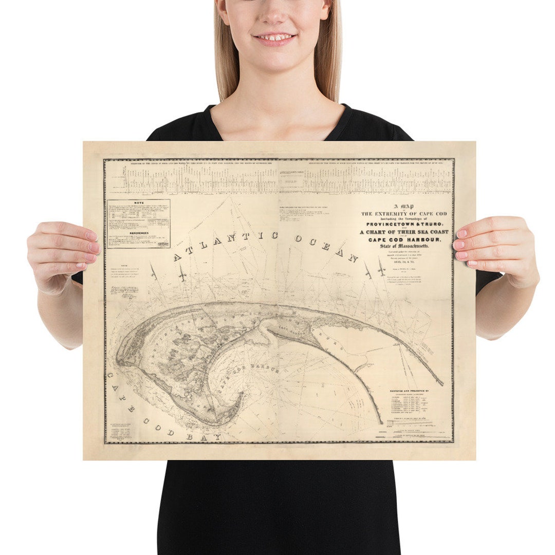 Old Truro and Provincetown MA Map (1836) Vintage Lower Cape Cod ...