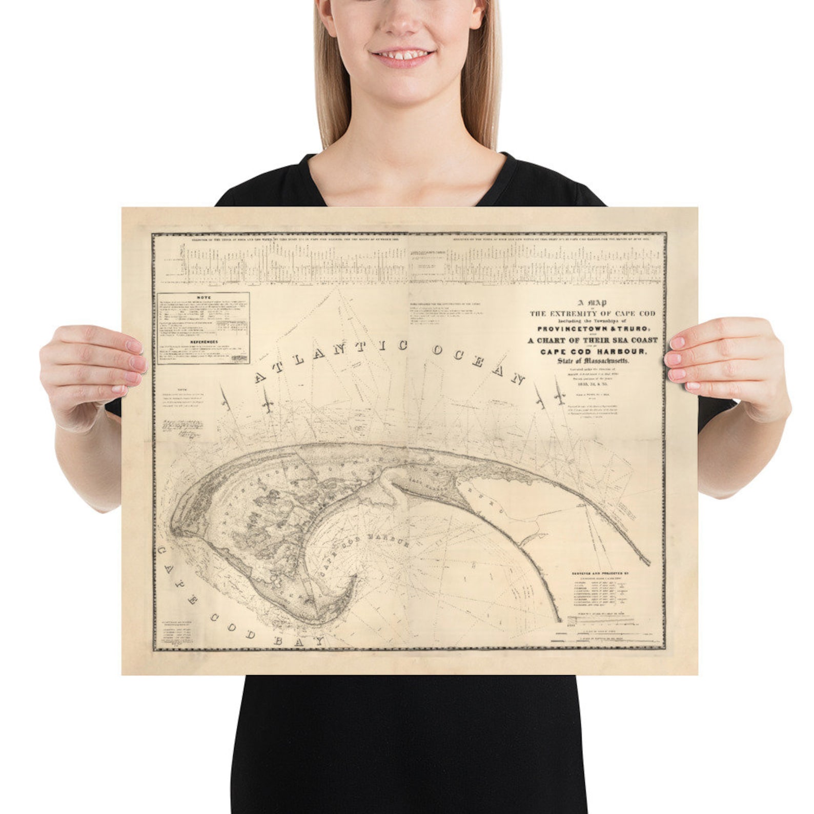 Old Truro and Provincetown MA Map 1836 Vintage Lower Cape - Etsy