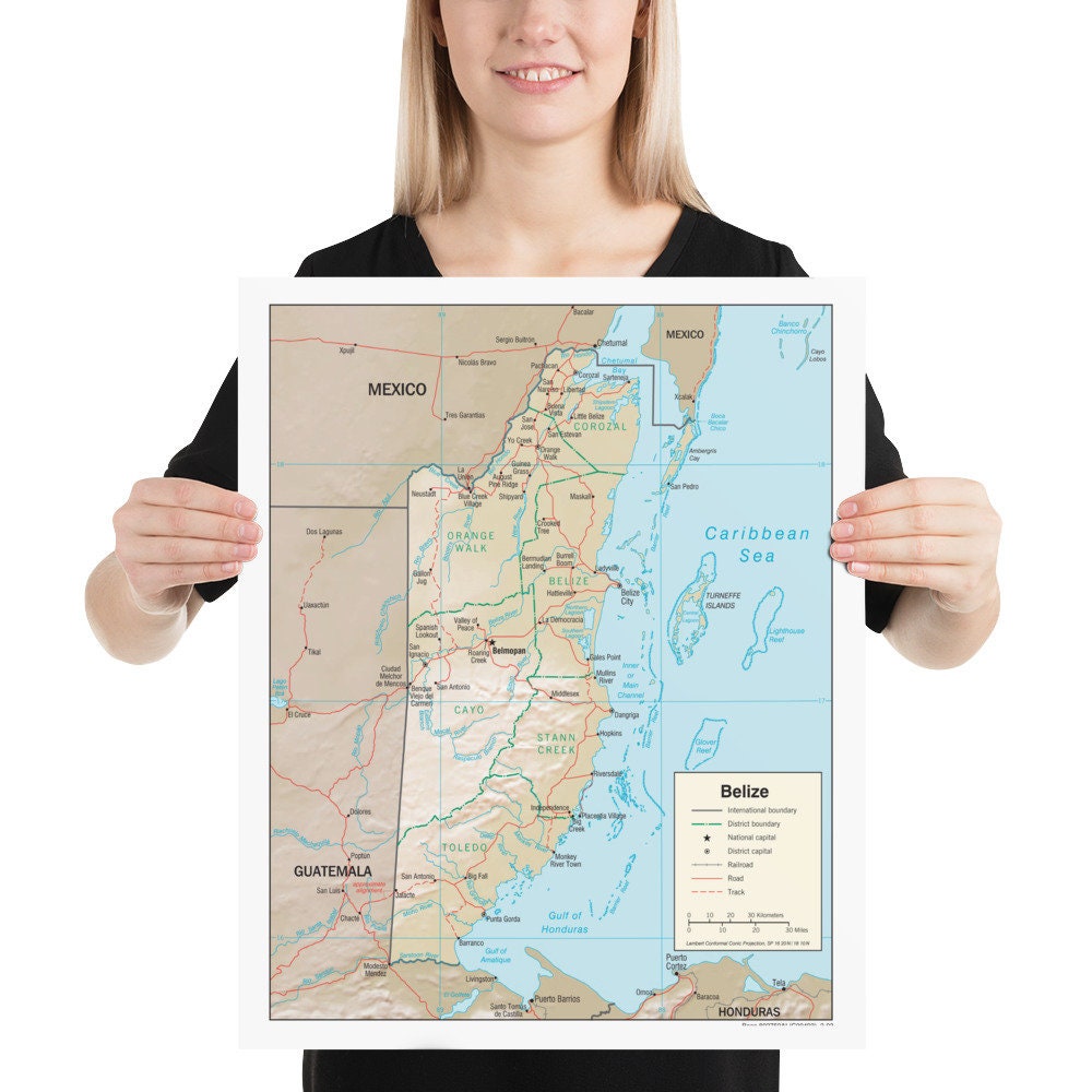 Belize Map 2003 Vintage Central America Country Atlas Poster - Etsy