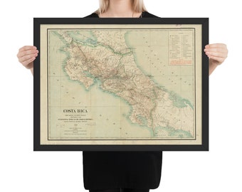 Vintage Costa Rica Map 1903 Old Costa Rican Atlas Poster | Etsy