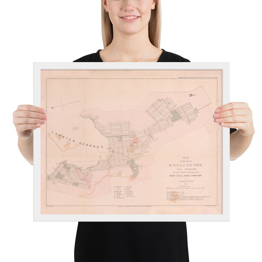 Old Wellington NZ Map (1841) Vintage New Zealand Capital City Atlas ...