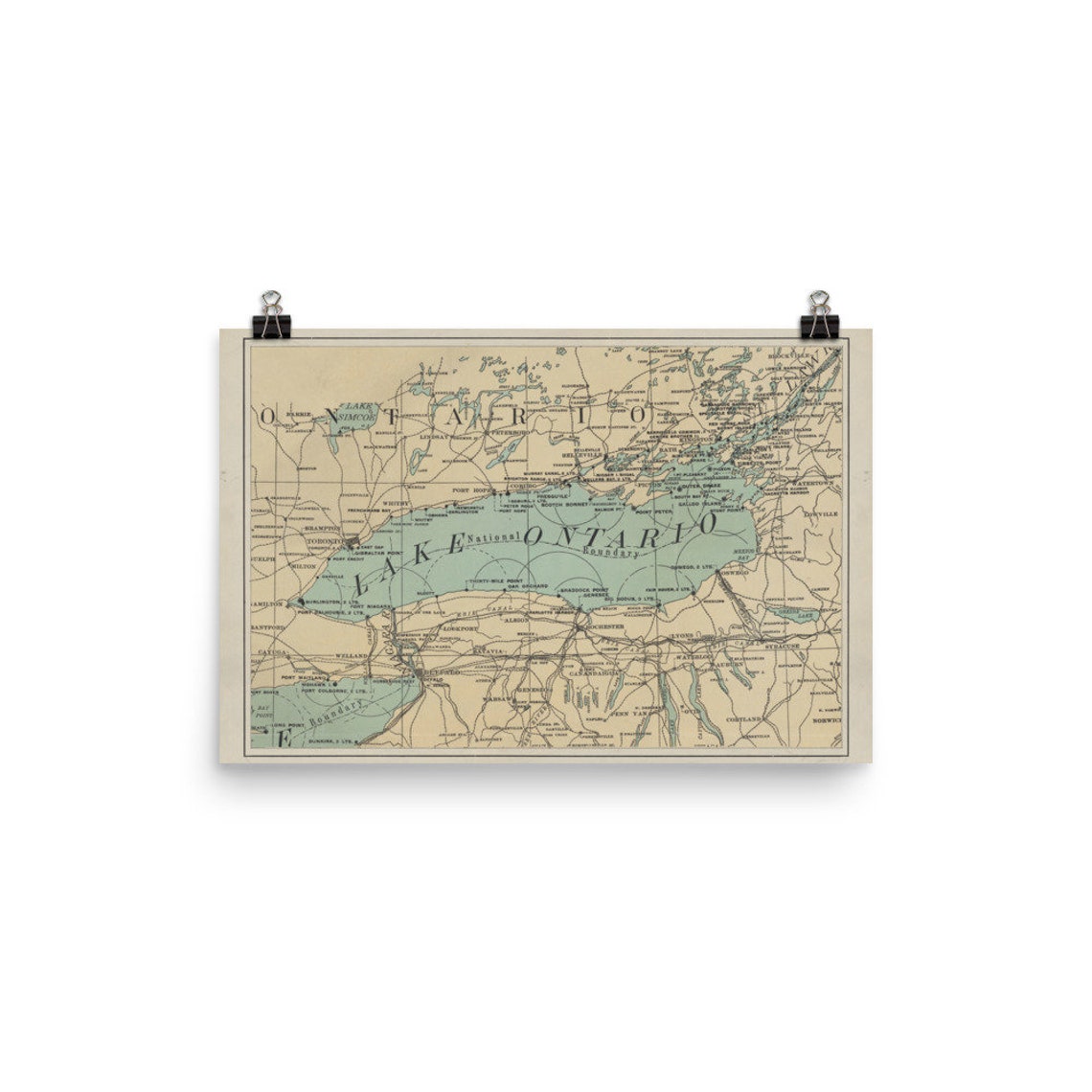 Old Lake Ontario Lighthouses Map (1898) Nautical Great Lakes Chart ...