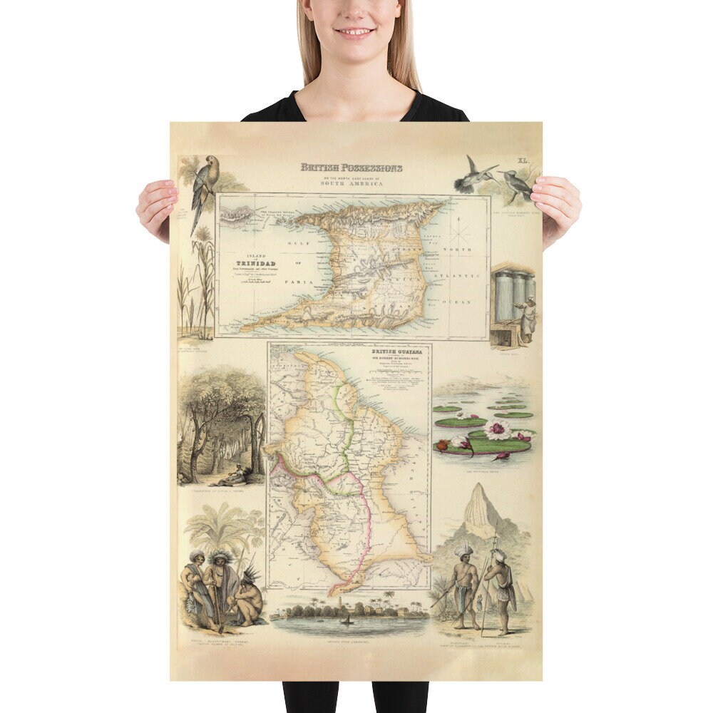 Old British Colonies of South America Map 1872 Vintage - Etsy