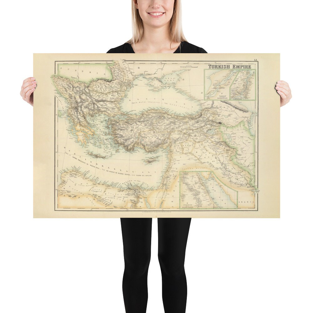 Vintage Ottoman Empire Map 1872 Old Turkish Imperial - Etsy