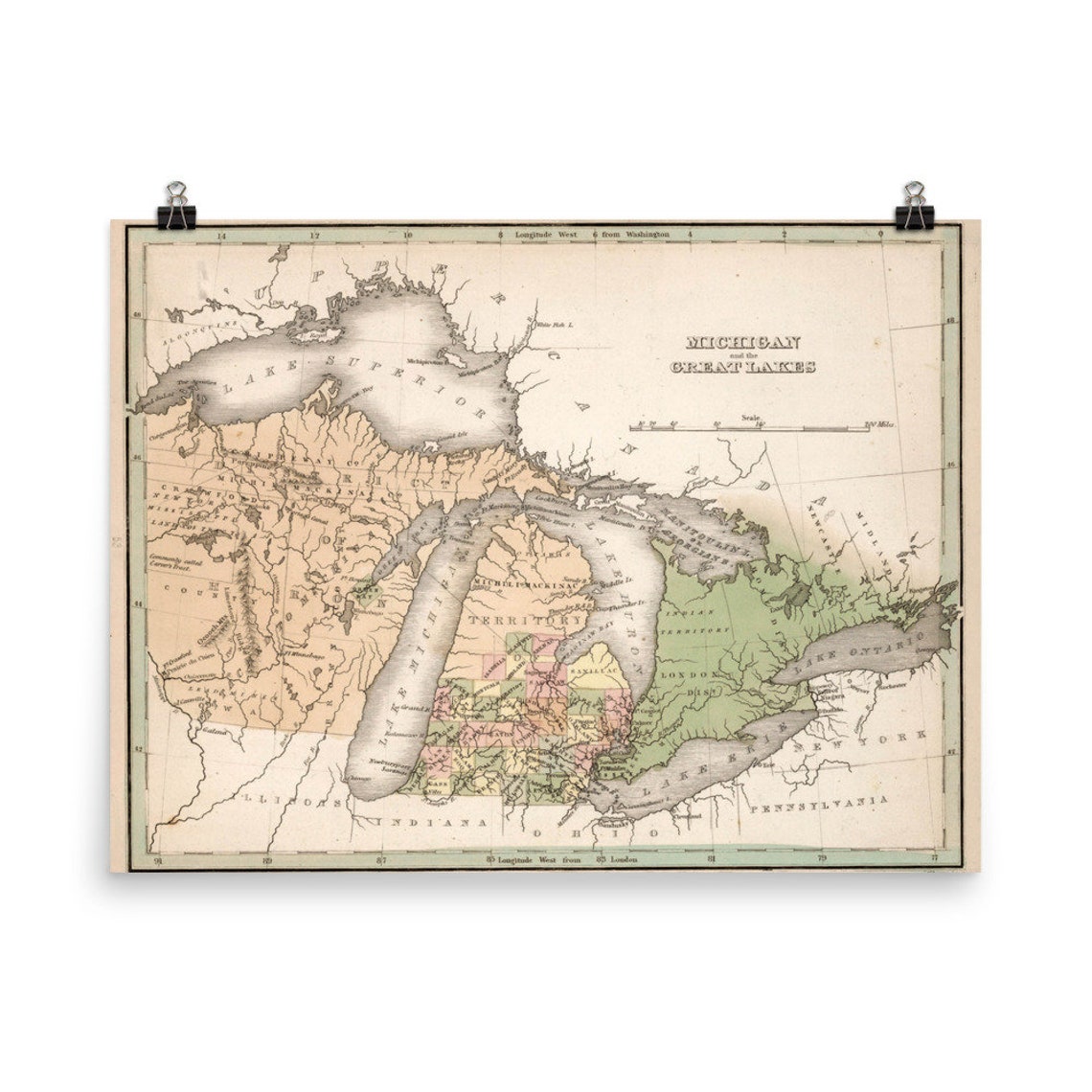 Old Great Lakes Map 1837 Lake Huron Michigan Ontario | Etsy