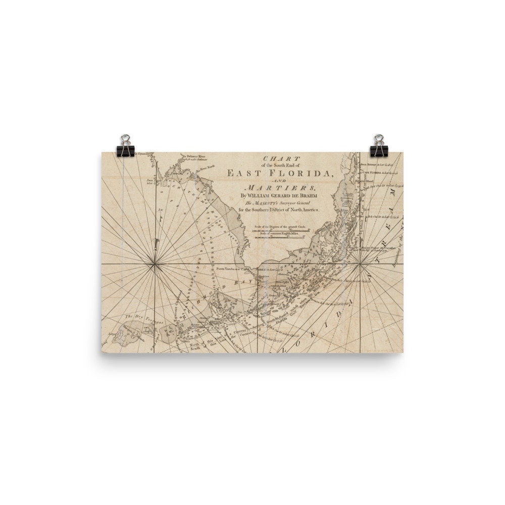 Old Florida Keys Map (1771) Vintage Southern FL Atlas Poster - Etsy