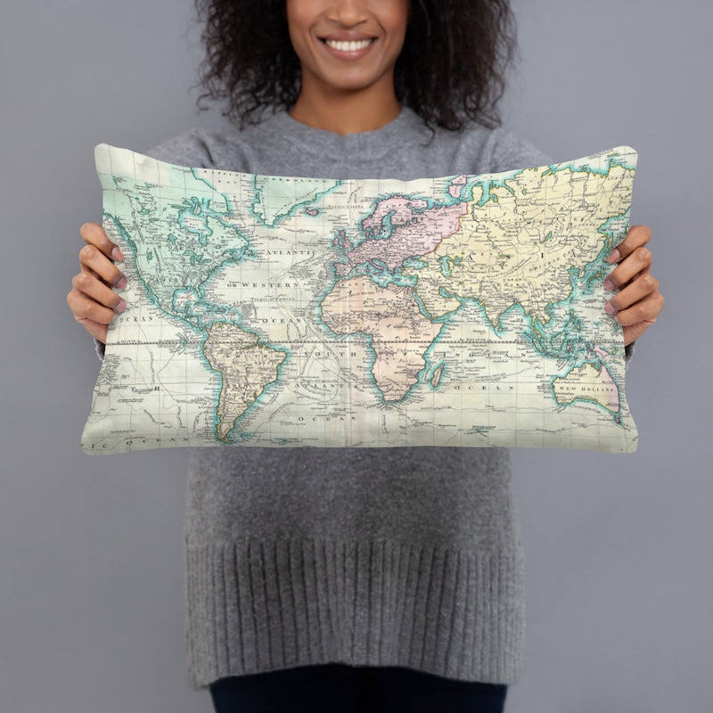 World Map Pillow - Etsy
