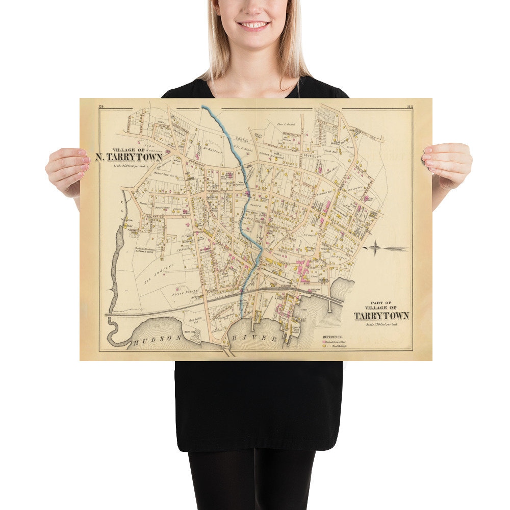 Old Tarrytown NY Map (1881) Vintage Sleepy Hollow New York Atlas Poster ...