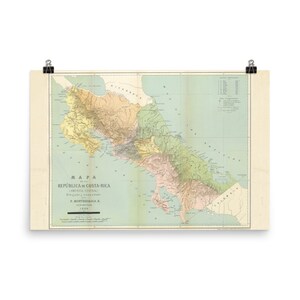 Old Costa Rica Map (1889) Vintage Latin America Country Atlas Poster - Etsy