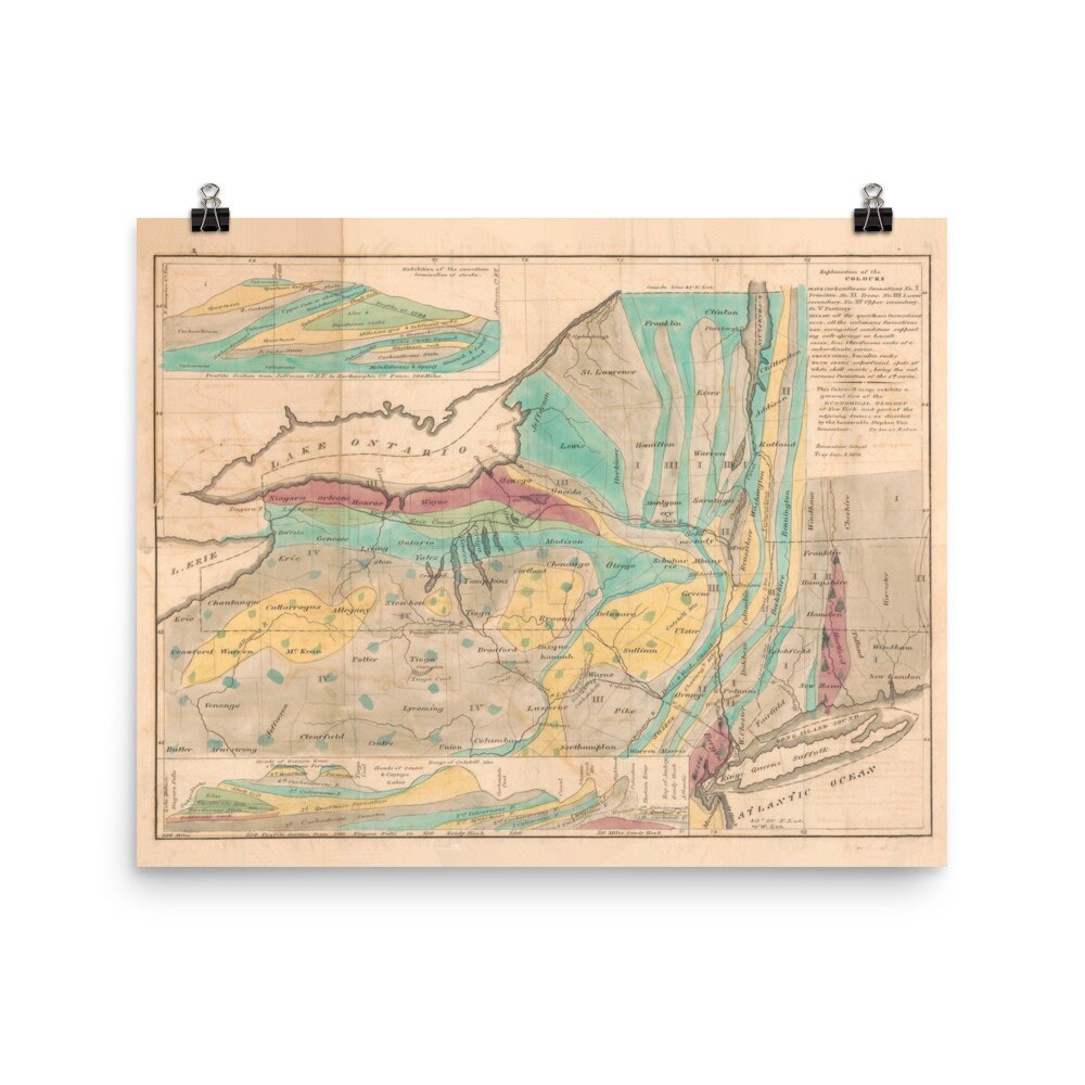 Geological Map of New York State (1830) Old NY Geologic Atlas Poster - Etsy