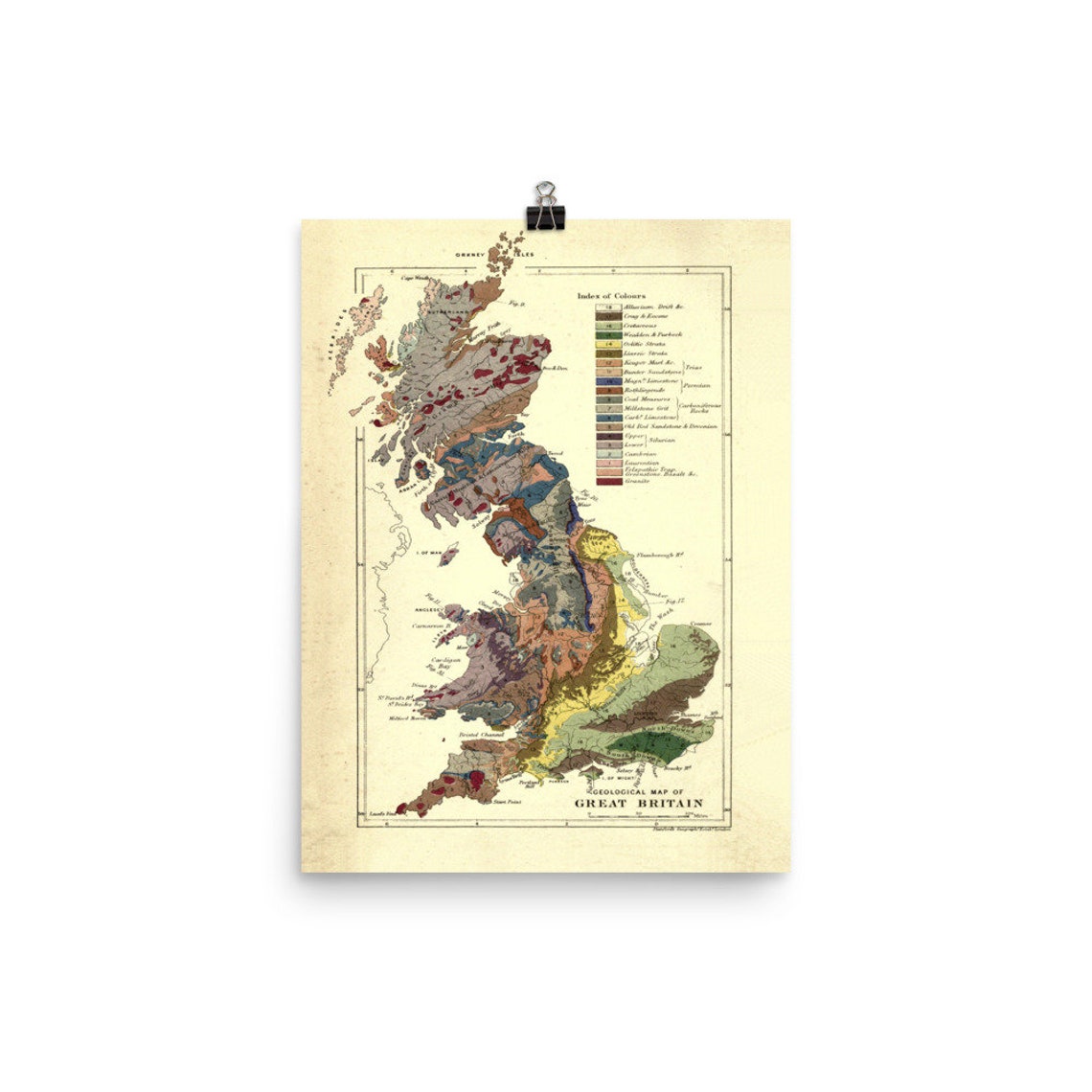 Geology Map of Britain 1878 Old United Kingdom Geological | Etsy