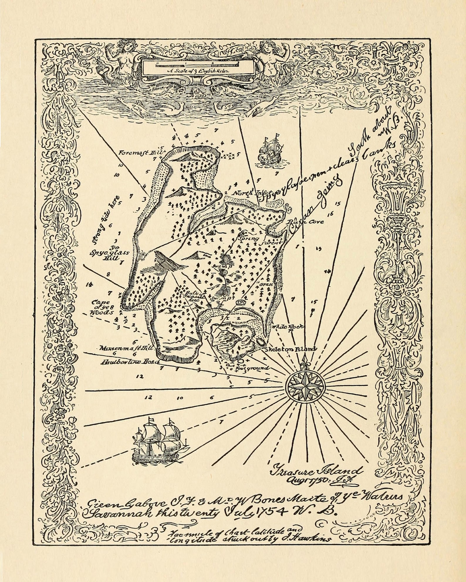 Old Treasure Island Map (1915) Vintage Pirate Story Atlas Digital Image ...
