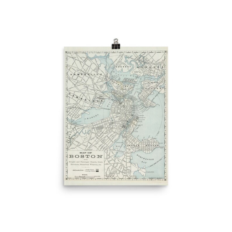 Old Boston Map 1889 Vintage Beantown Massachusetts Atlas | Etsy