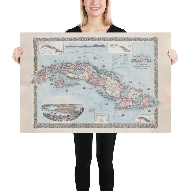 Old Cuba Map (1868) Vintage Cuban Island Atlas Poster - Etsy