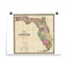 Vintage Florida Map (1870) FL Counties Atlas Poster - Etsy