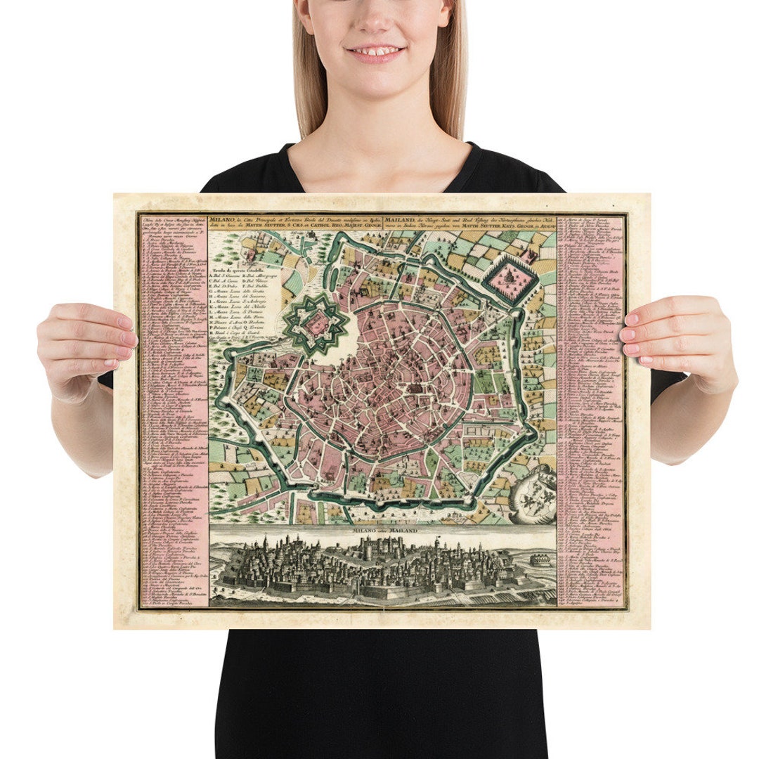 Old Milan Italy Map (1730) Vintage Milano Italia City & Street Atlas ...