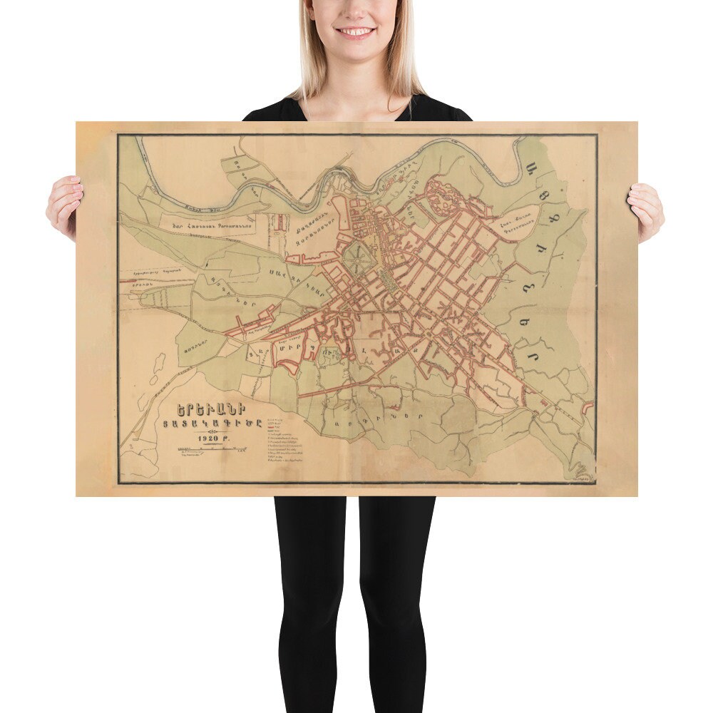 Old Yerevan Armenia Map 1920 Vintage Armenian City & Street | Etsy