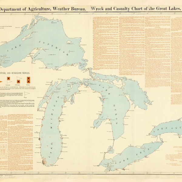 Great Lakes Map - Etsy