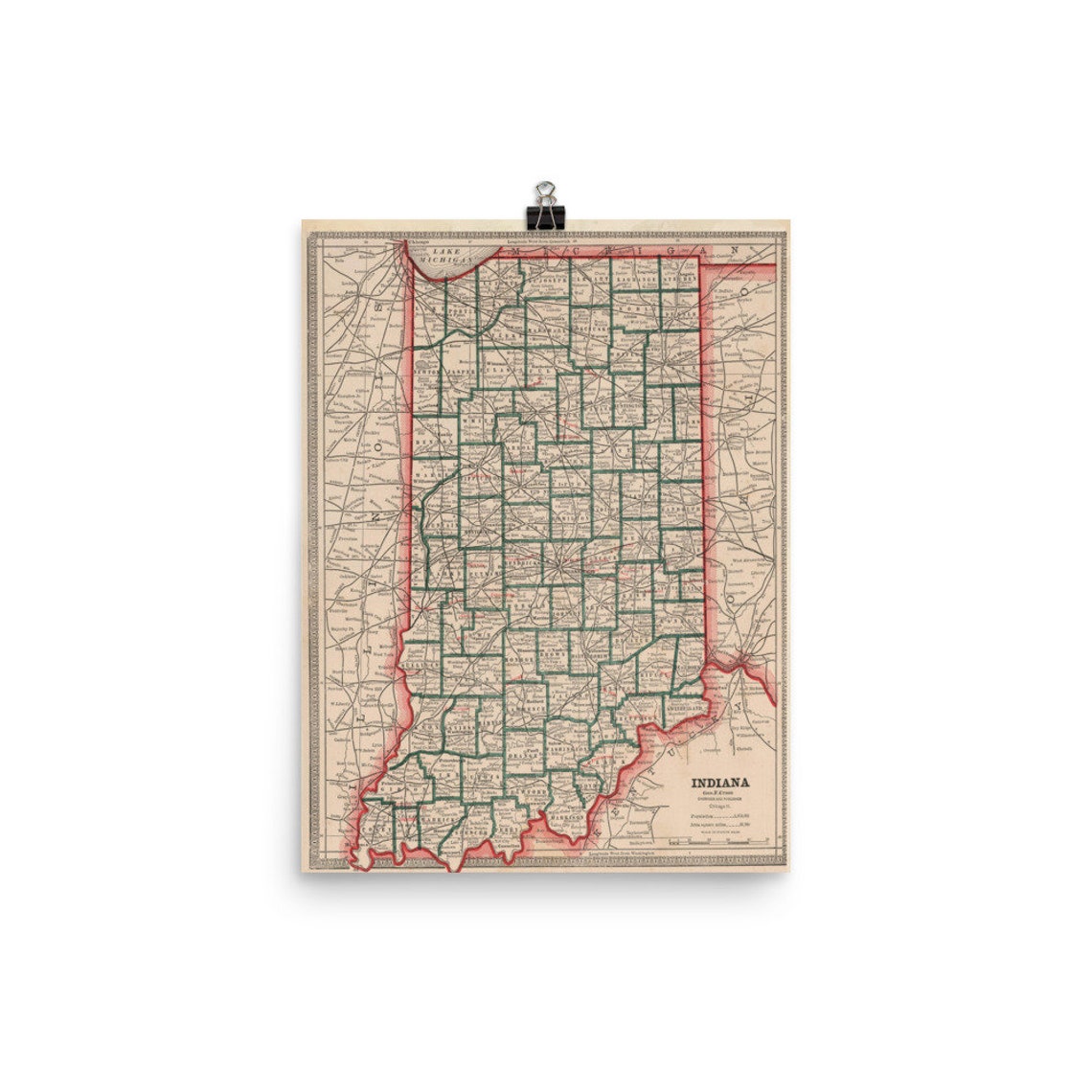 Old Map of Indiana 1883 Vintage IN State & County Atlas - Etsy