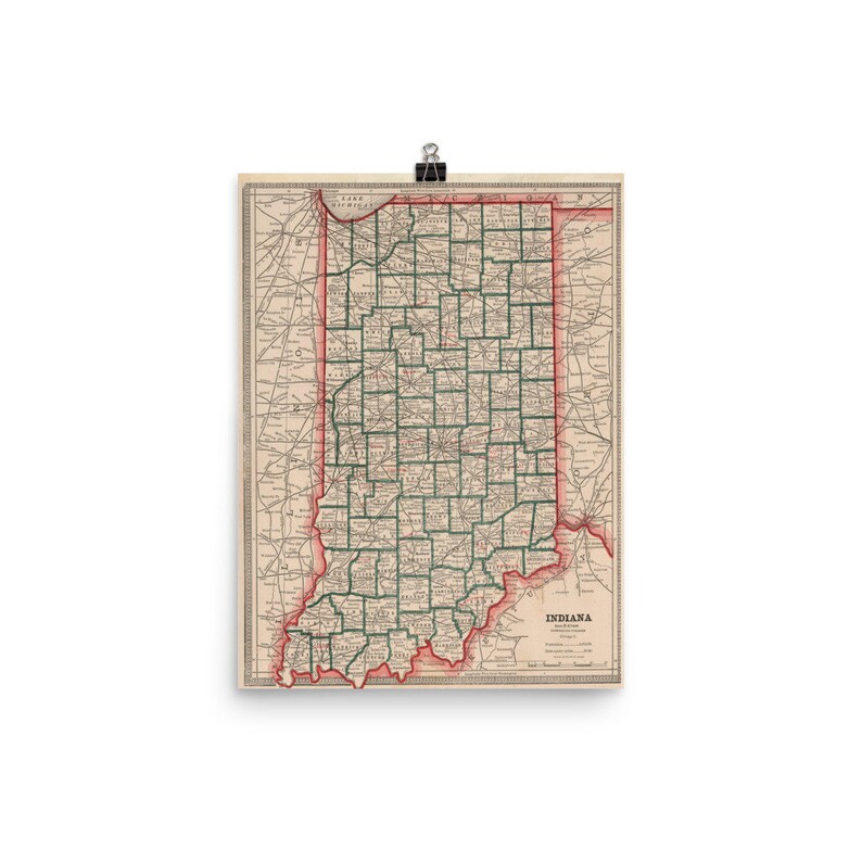 Old Map of Indiana (1883) Vintage IN State & County Atlas Poster - Etsy