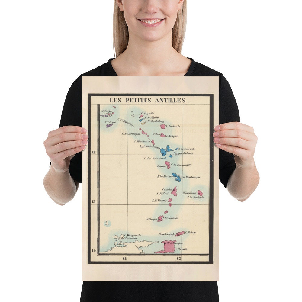 Old Lesser Antilles Map 1844 Vintage Caribbean & West Indies | Etsy