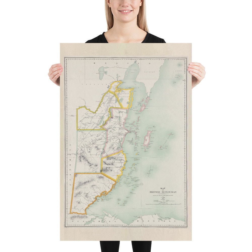 Old Belize Map 1921 Vintage Central America Country Atlas - Etsy