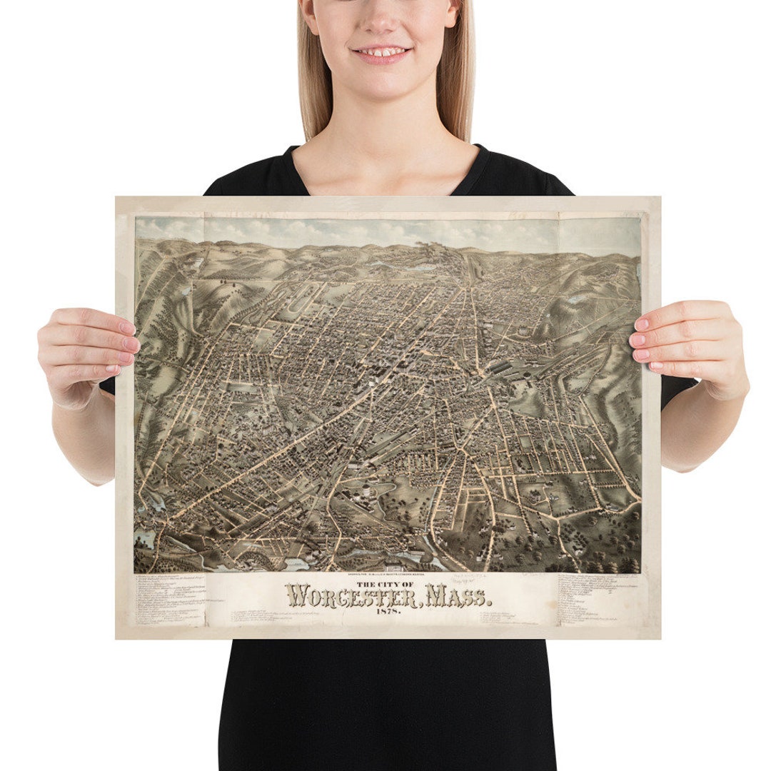 Old Worcester MA Map (1878) Vintage Massachusetts City Atlas Poster - Etsy