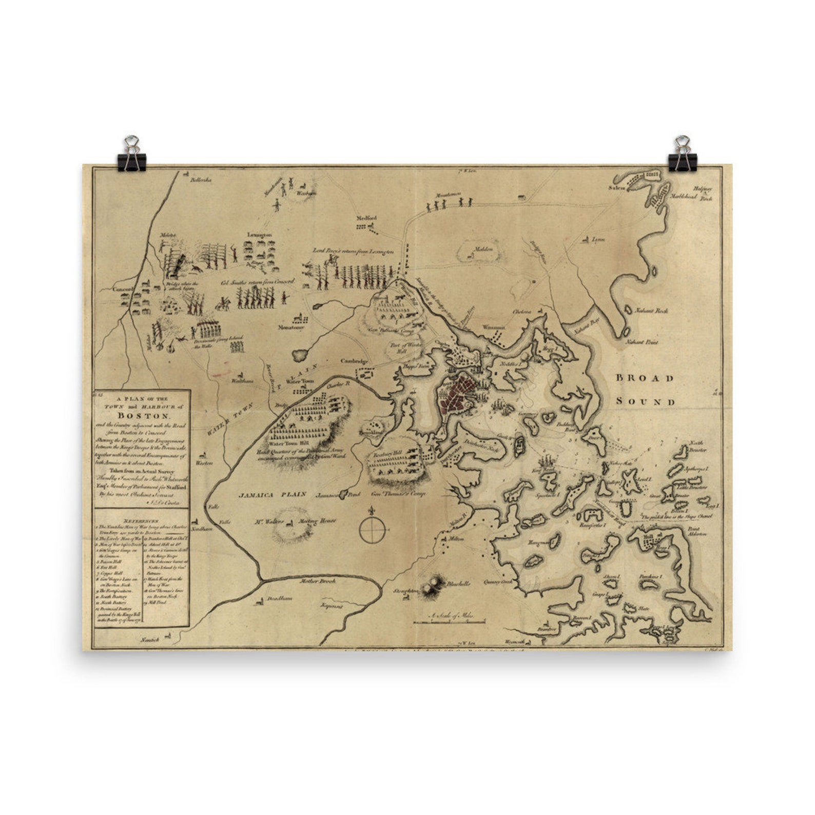 Old Boston Revolutionary War Map 1775 Siege of Boston Atlas - Etsy