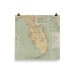 Vintage Florida Lighthouse Map 1898 FL Coastal Maritime - Etsy