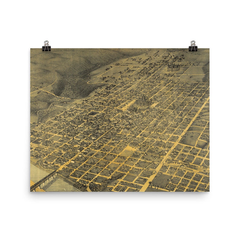 Old Austin TX Map 1887 Birds Eye Perspective Atlas Poster | Etsy