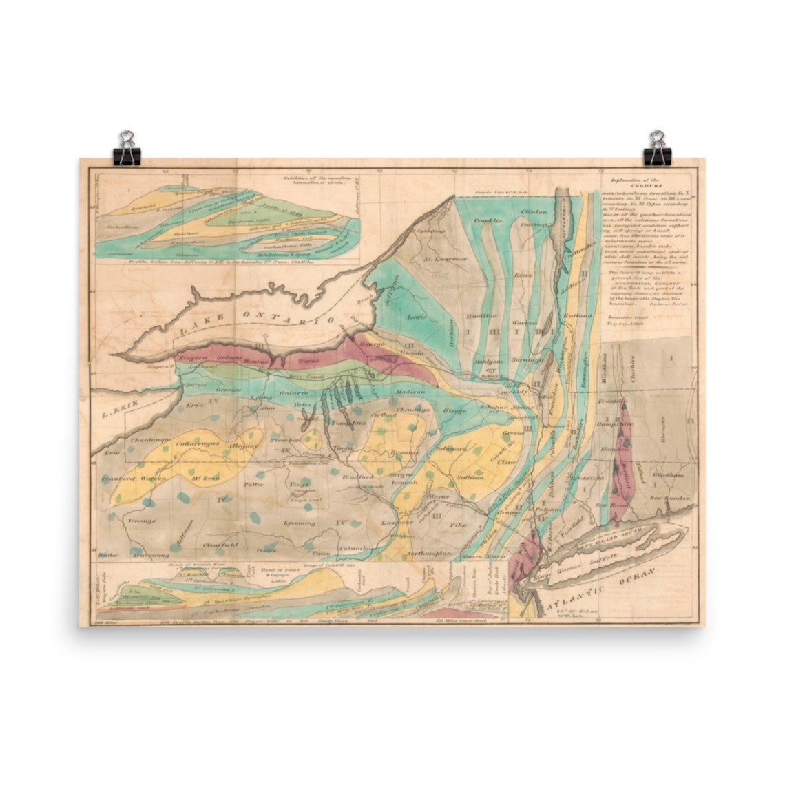 Geological Map of New York State 1830 Old NY Geologic Atlas - Etsy