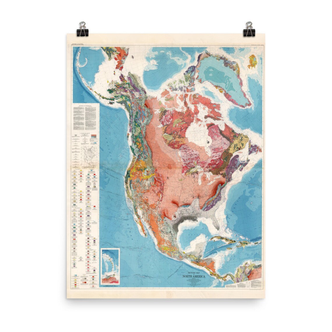 Geology Map of North America 1969 Old Continent Geologic | Etsy