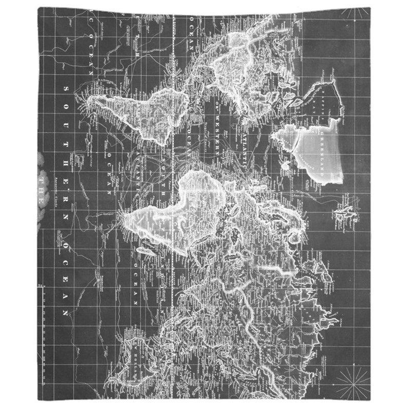 World Map Tapestry 1833 Black and White Atlas - Etsy