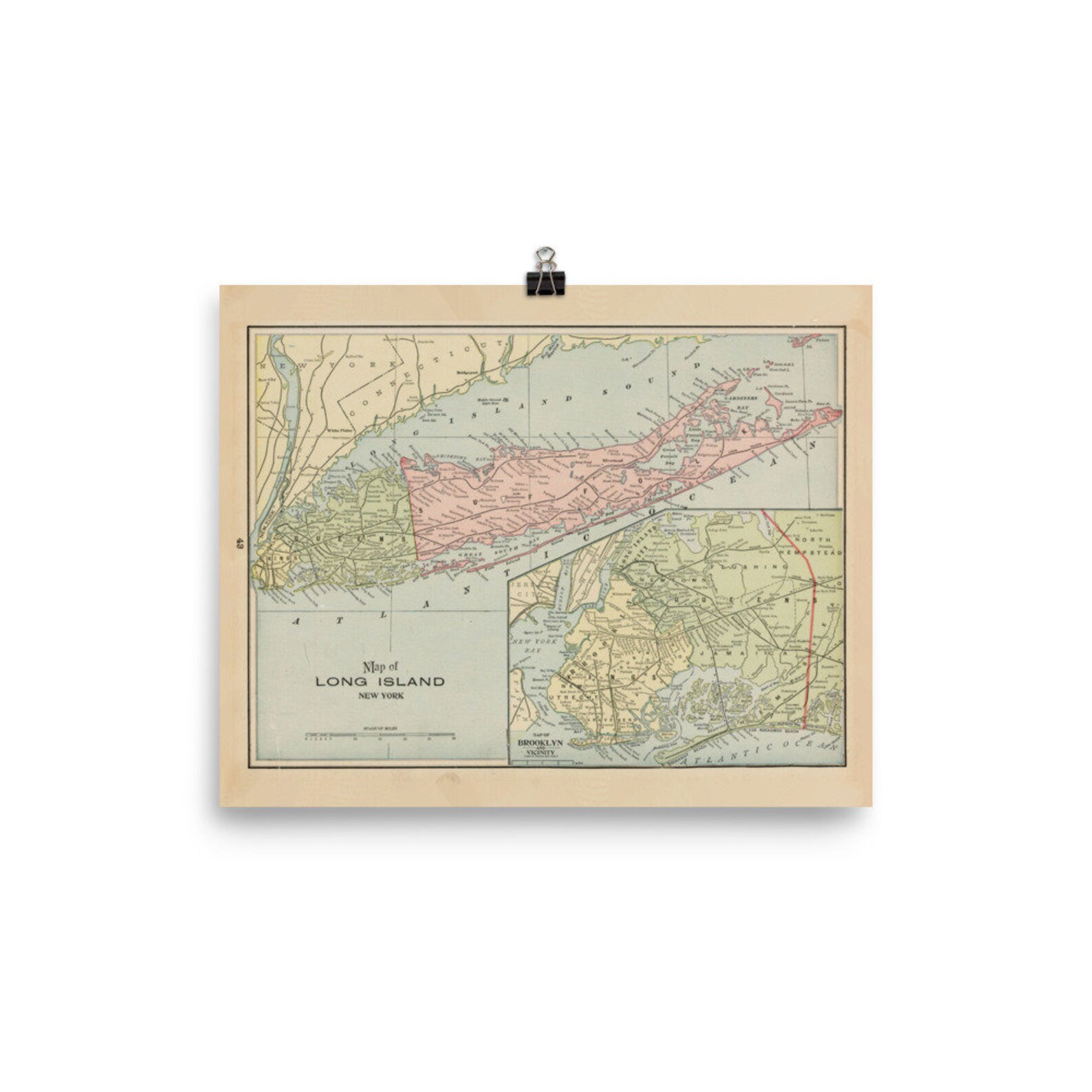 Long Island NY Map (1892) Old Nassau & Suffolk County Atlas Poster - Etsy