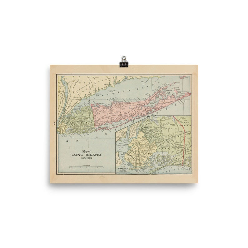 Long Island NY Map 1892 Old Nassau & Suffolk County Atlas - Etsy