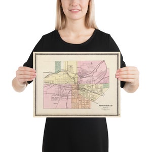 Old Springfield OH Map (1892) the Home City Ohio Vintage Atlas Poster ...