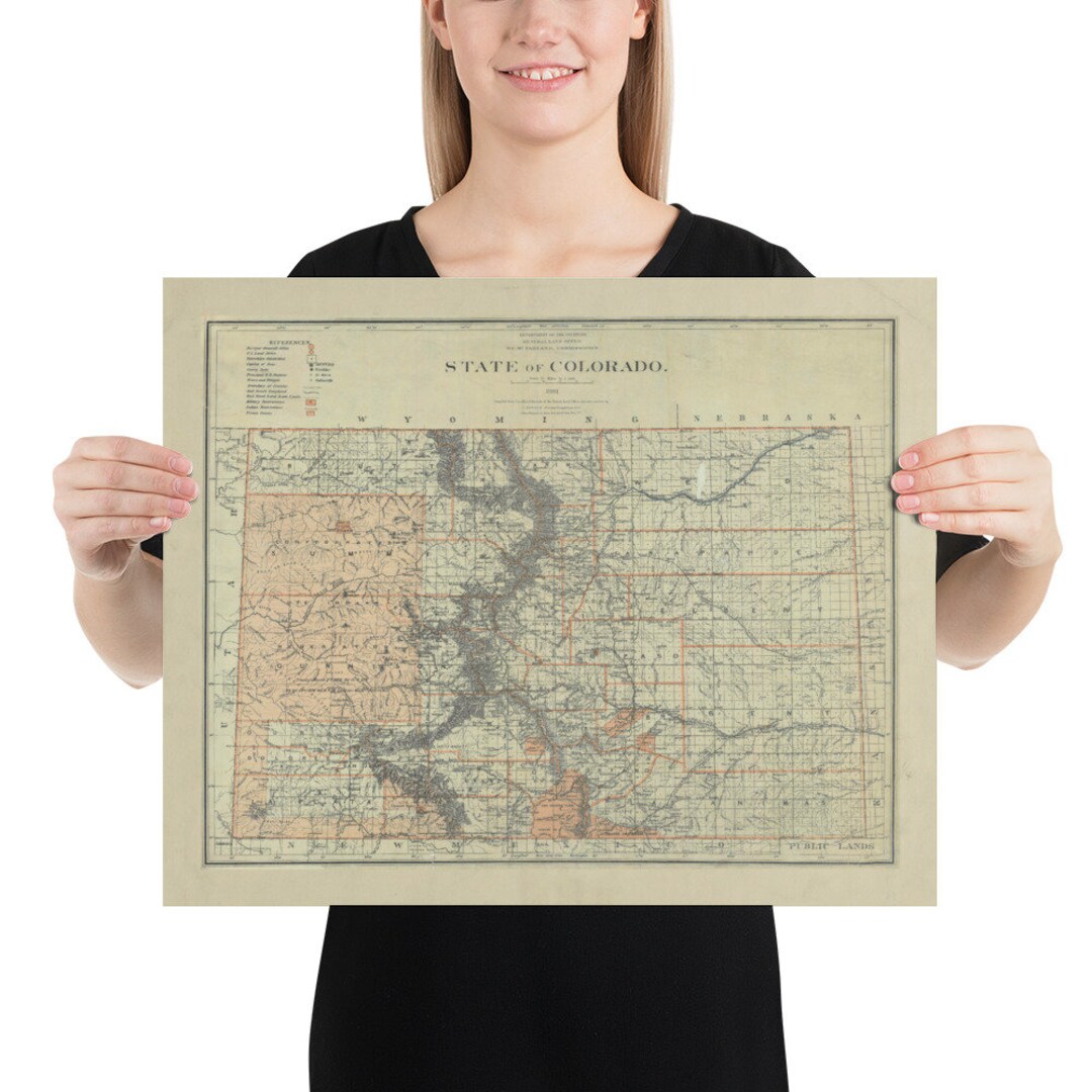 Old Colorado Map (1881) Vintage the Centennial State Atlas Poster - Etsy