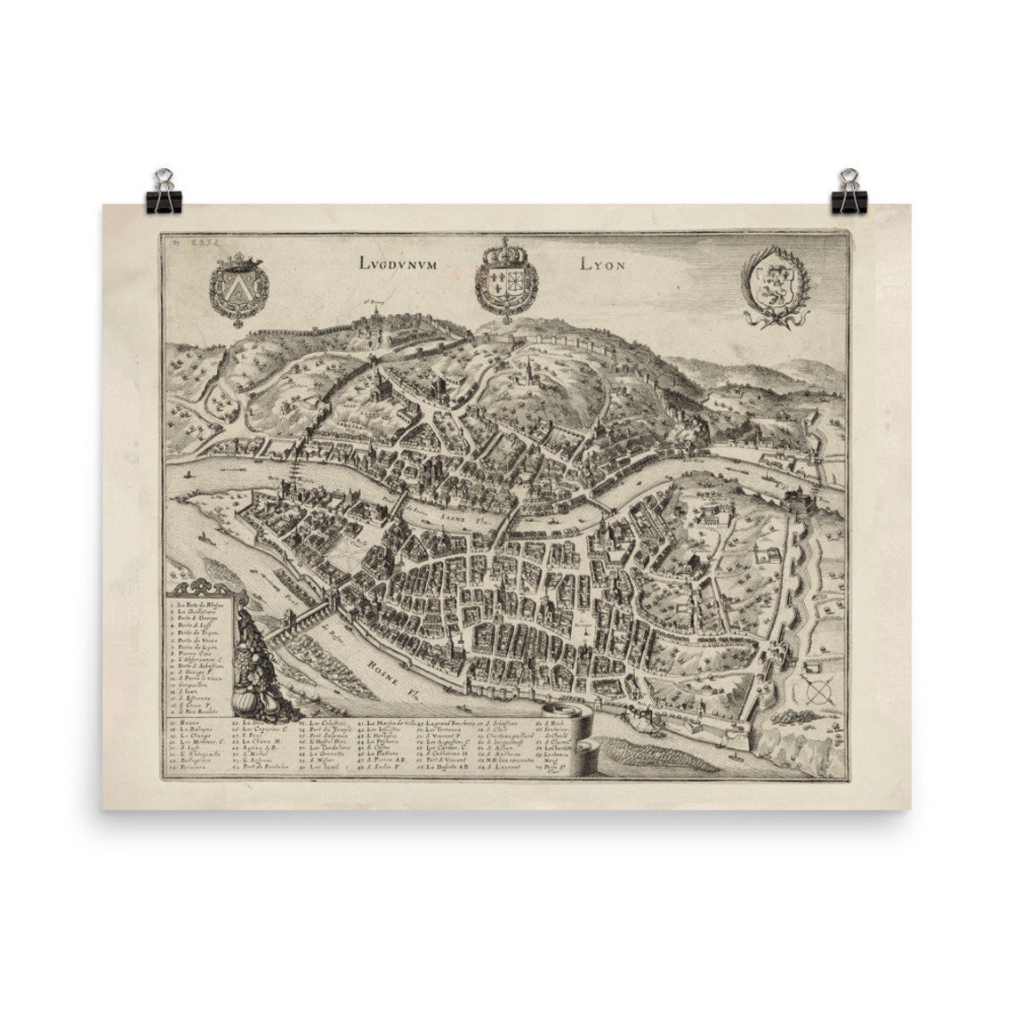 Old Lyon France Map 1600s Vintage French City Atlas Poster - Etsy