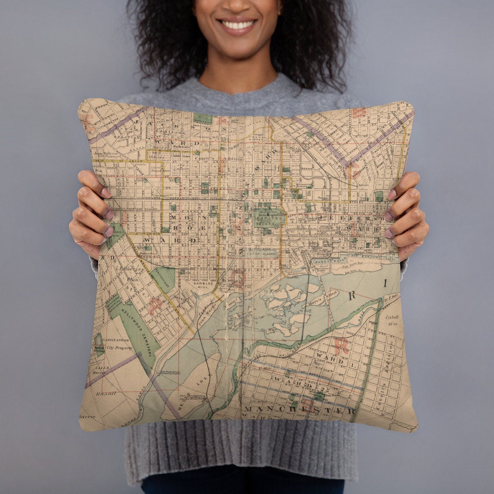 Rustic Richmond VA Map 1876 Old Virginia Capital City and - Etsy