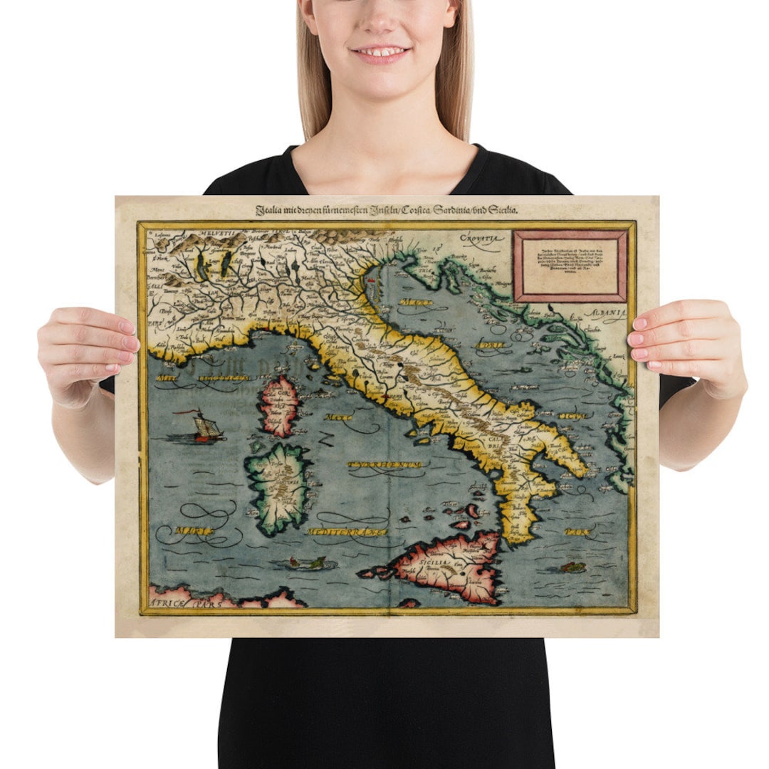 Old Italy Map (1588) Vintage Italia Atlas Poster - Etsy