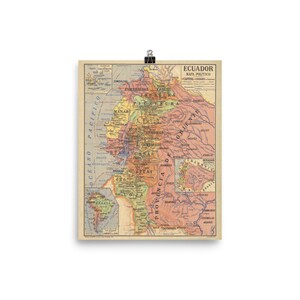 Ecuador Map (1913) Old Republic of the Equator Atlas Poster - Etsy