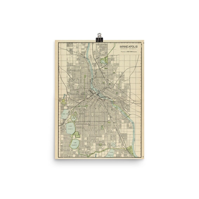 Old Minneapolis MN Map (1901) Vintage Minnesota City of Lakes Atlas ...