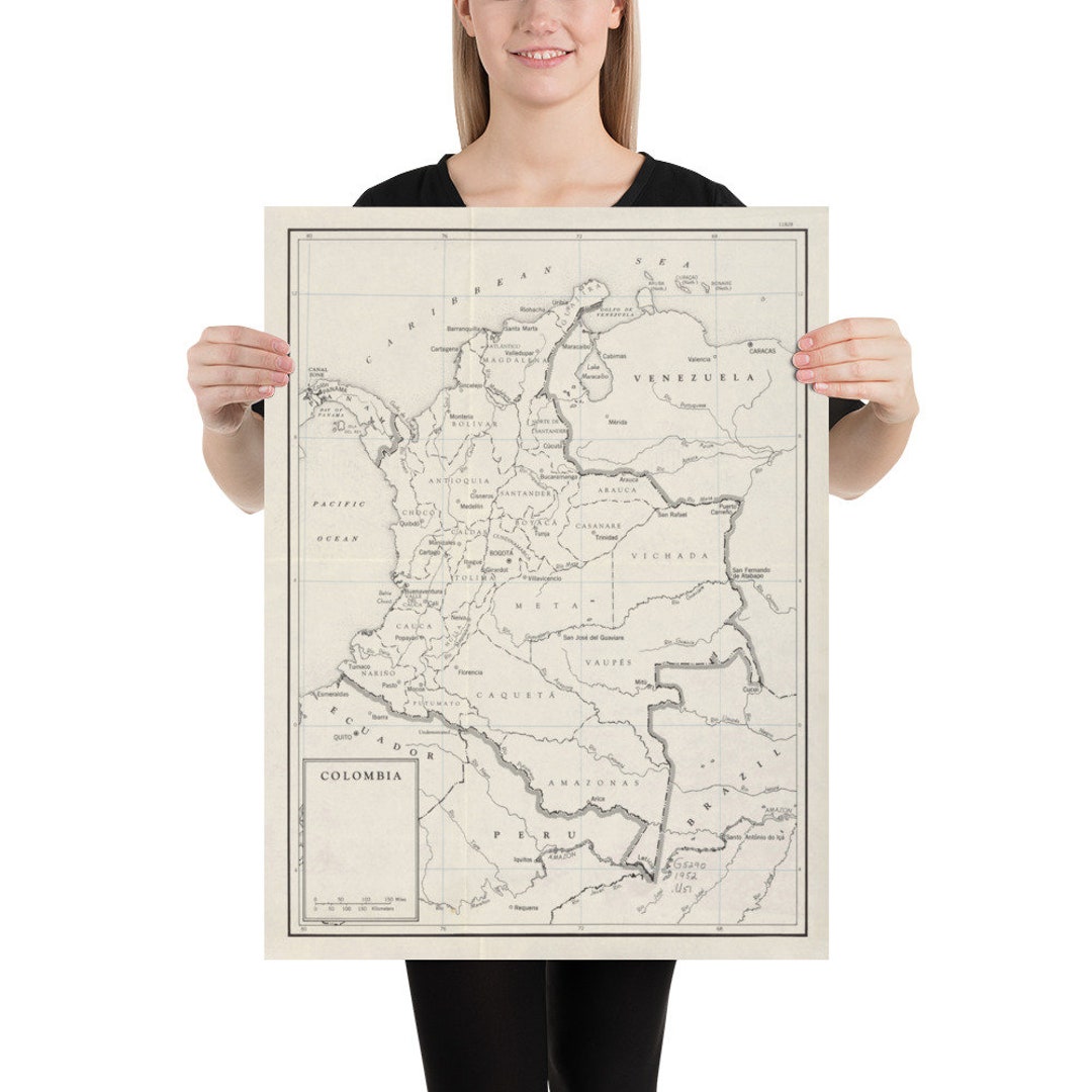 Old Colombia Map (1950) Vintage Latin America Country Atlas Poster - Etsy