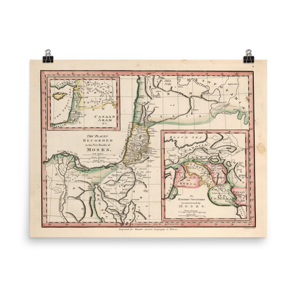 Old Moses & Exodus Route Map 1815 Vintage Bible Atlas Poster - Etsy