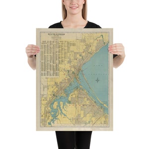 Old Twin Ports Map (1921) Vintage Duluth MN & Superior WI Atlas Poster ...