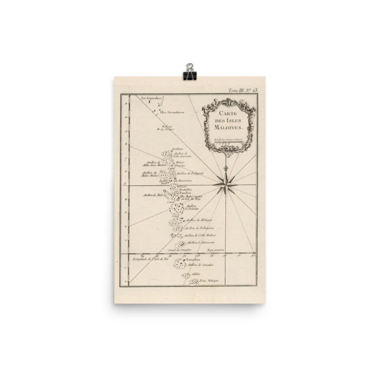 Old Maldives Atoll Map (1764) Vintage Maldivian Islands Atlas Poster - Etsy